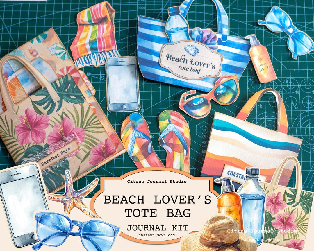 Beach Junk Journal Kit, Ocean Journal, Summer Coastal Folio, Tote Bag ...