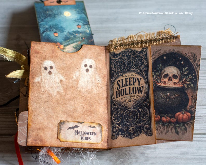 Halloween Junk Journal Kit, Vintage Raven Spooky Labels, Haunted Home ...