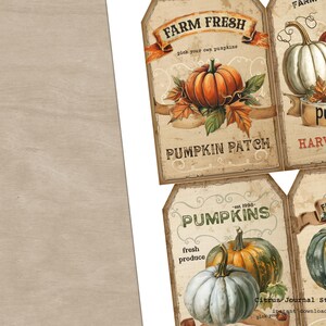 Vintage Pumpkin Tags, Fall Tags, Vintage Autumn Tags, Fall Market, Farm ...
