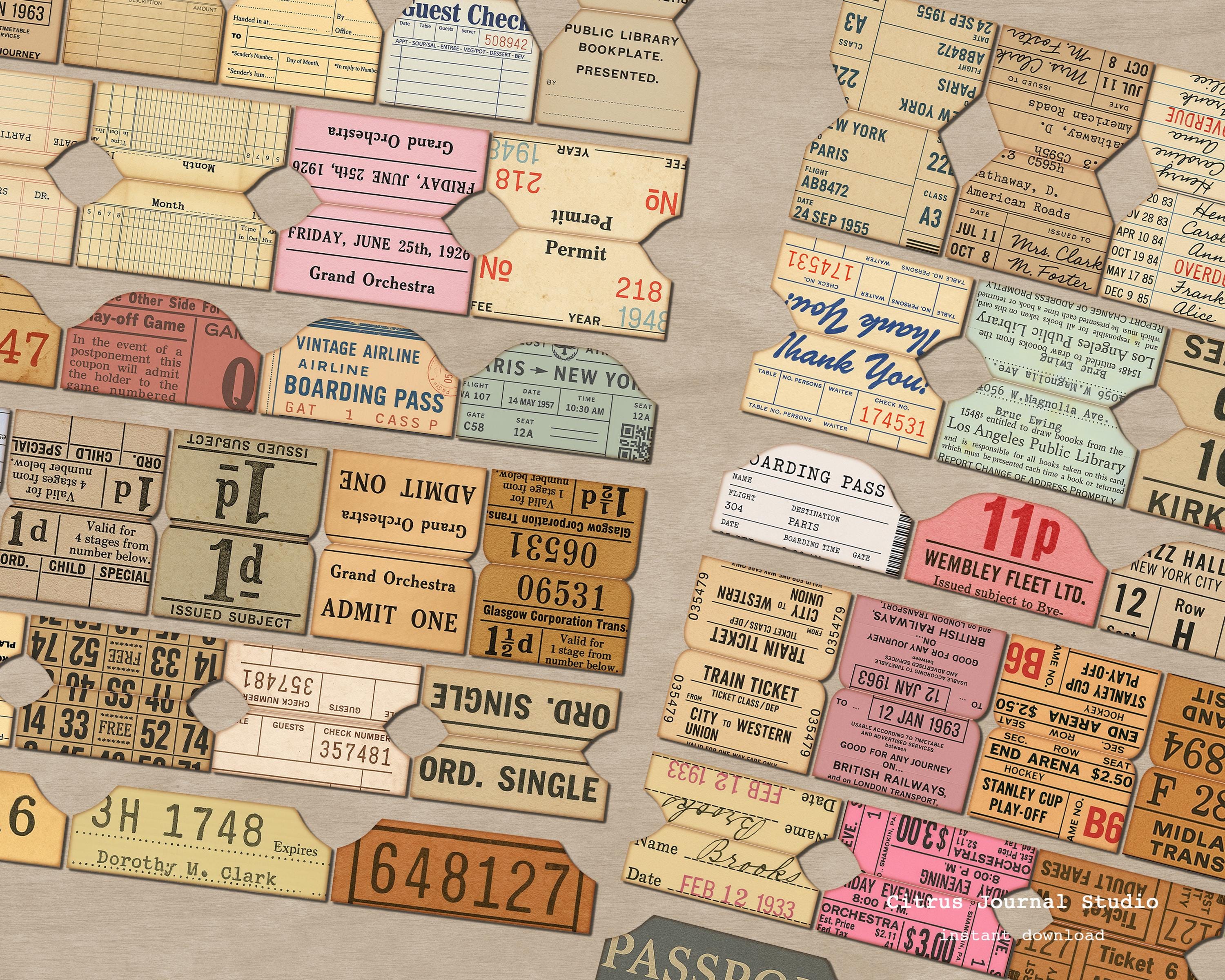 Vintage Junk Journal Tabs, Printable Vintage Ephemera Tabs, Digital Kit ...