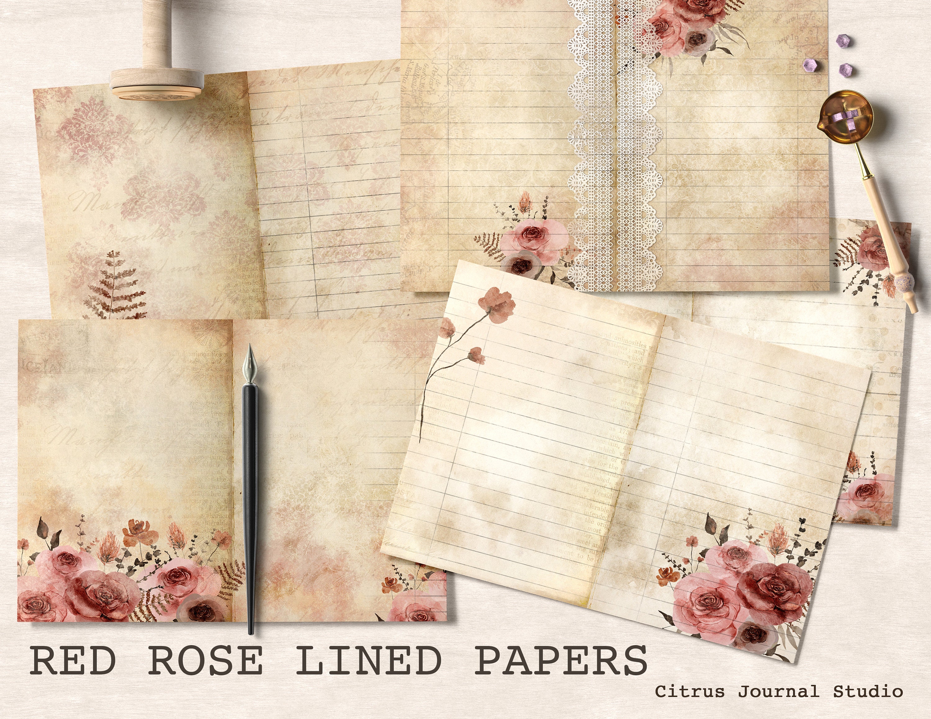 Vintage Paper Roses Junk Journal Collage Sheets Printable - Etsy