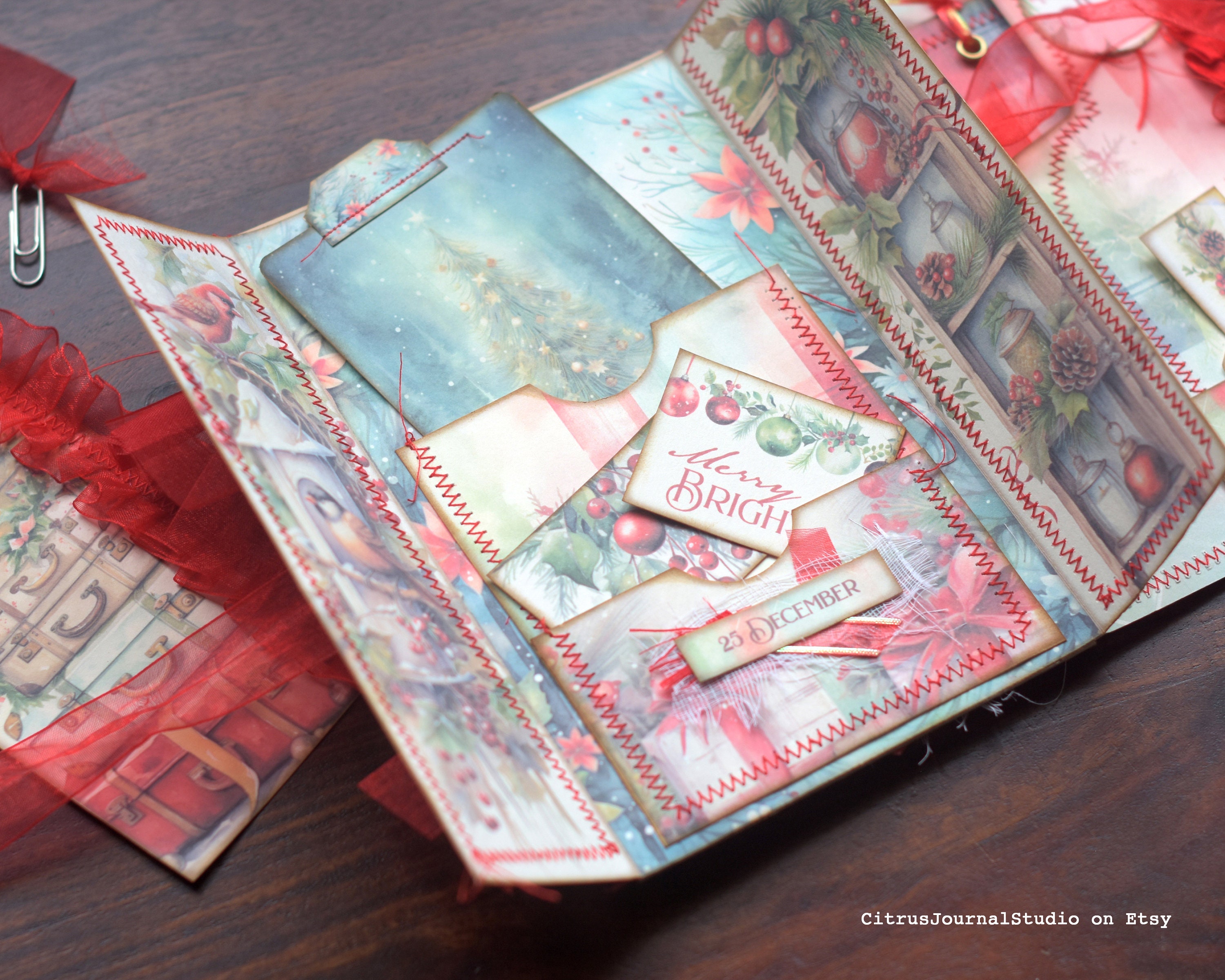 Christmas Joy, Junk Journal Folio, Christmas Ephemera, Christmas Tree ...