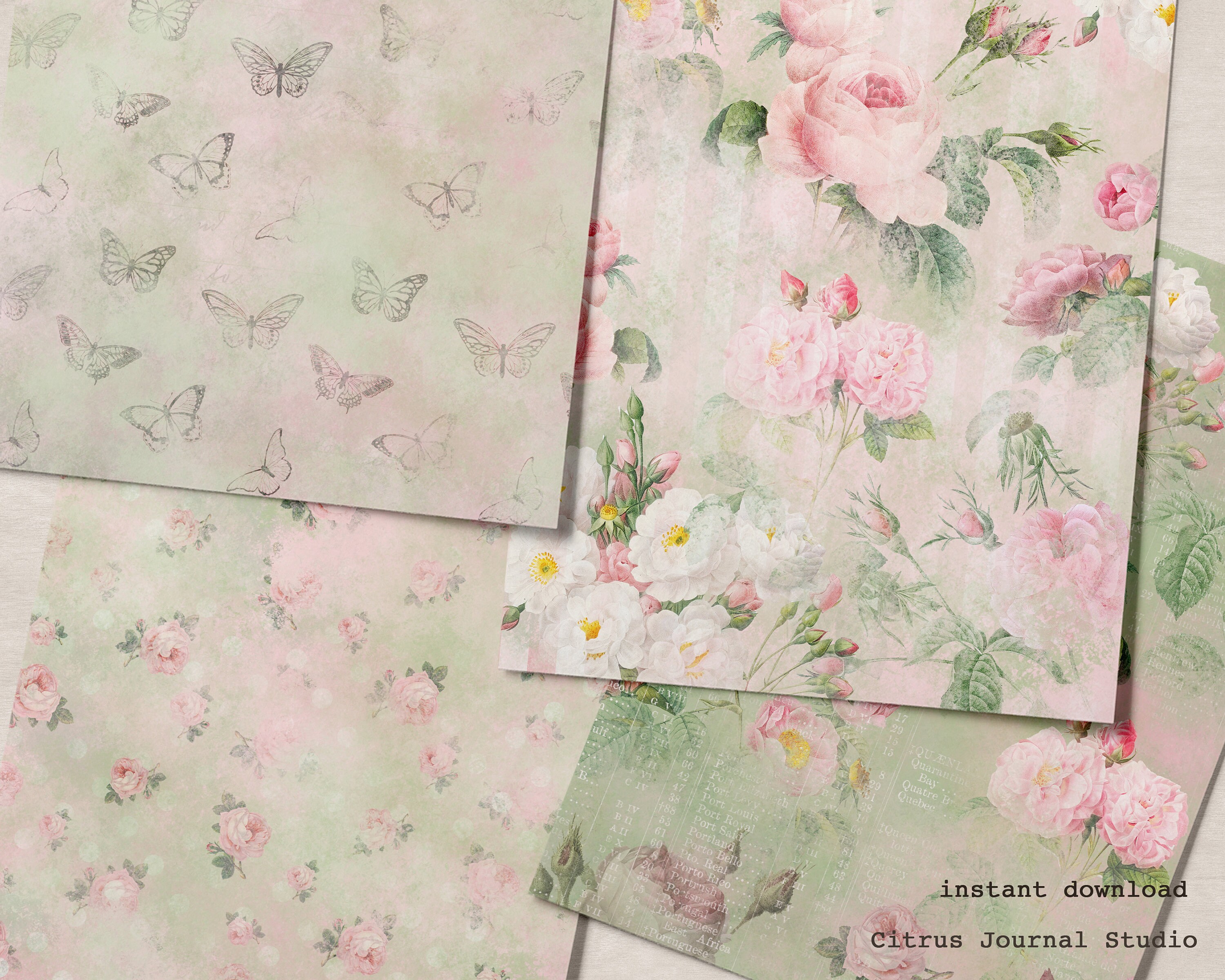 Green Junk Journal Scrapbook Collage Sheet Decorative - Etsy