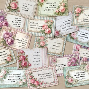 Positive Phrases Printable, Shabby Chic Journal ATC, Vintage Roses ...