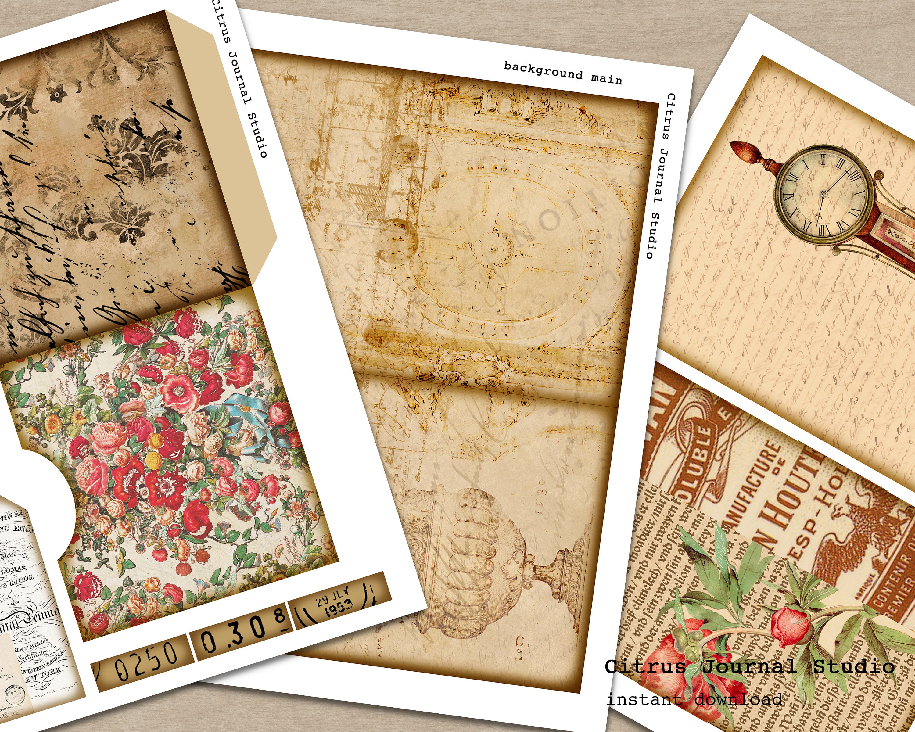 Vintage Fold Folio Journal Junk Journal Kit Pocket Tag - Etsy