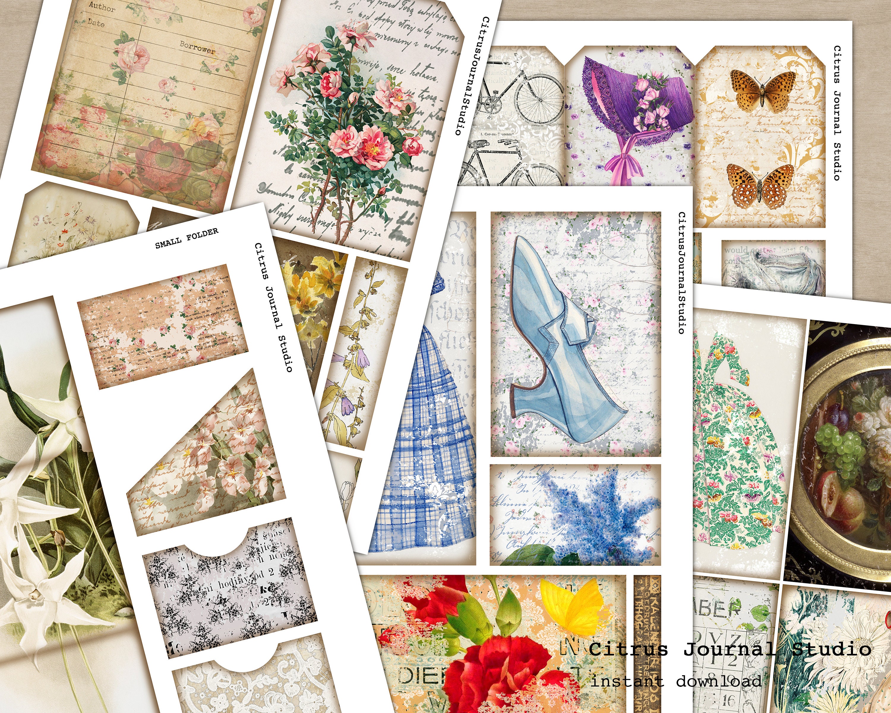 French Ephemera Junk Journal Kit Journal Insert Journal - Etsy