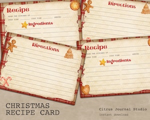 Printable Christmas Recipe Card Editable Recipe Card Template 4x6 & 5x7 ...
