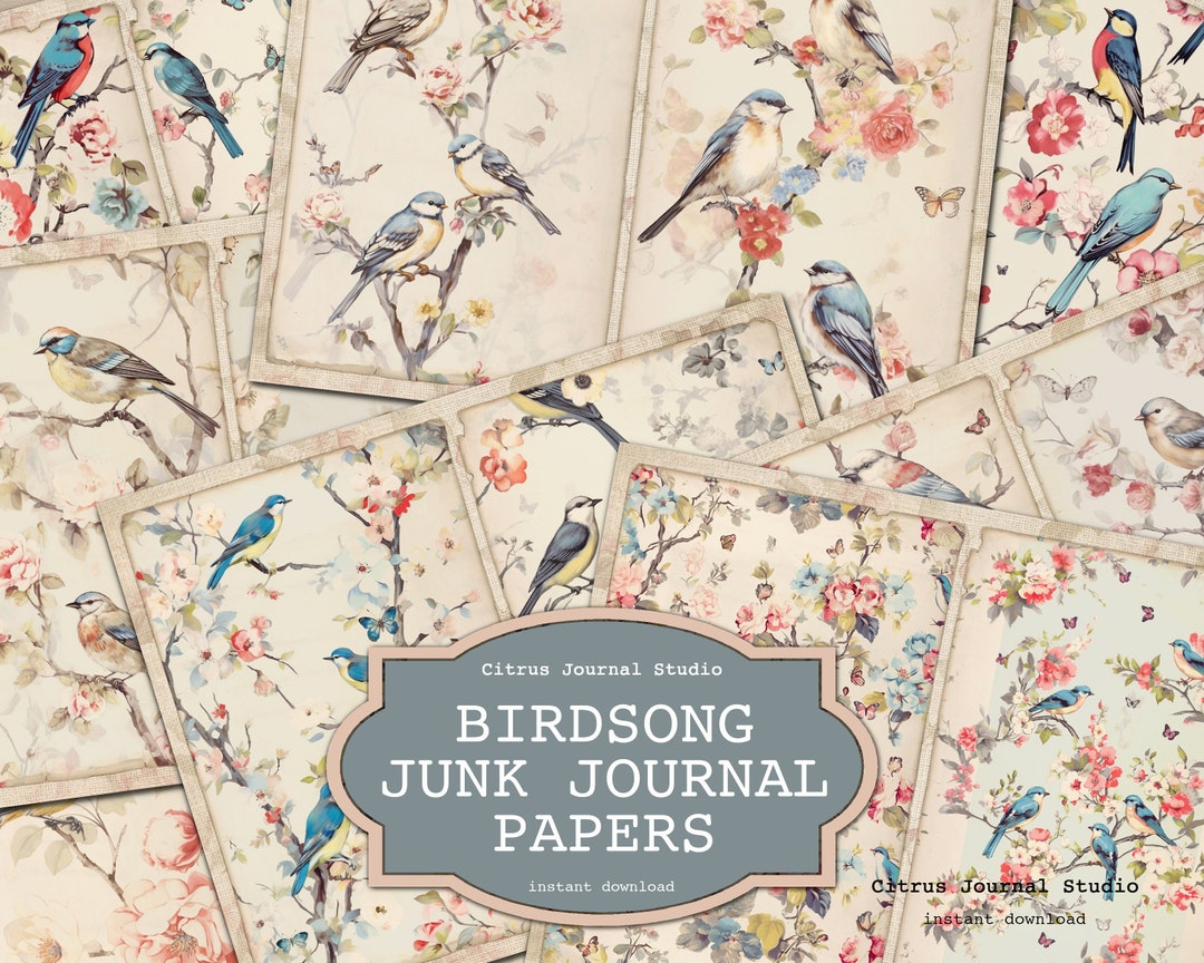 Vintage Birds, Floral Junk Journal, Birdsong, Vintage Junk Journal ...