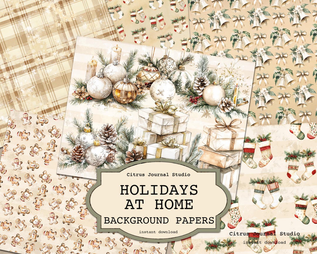 Christmas Junk Journal, Holidays at Home, Christmas Background, Holiday ...