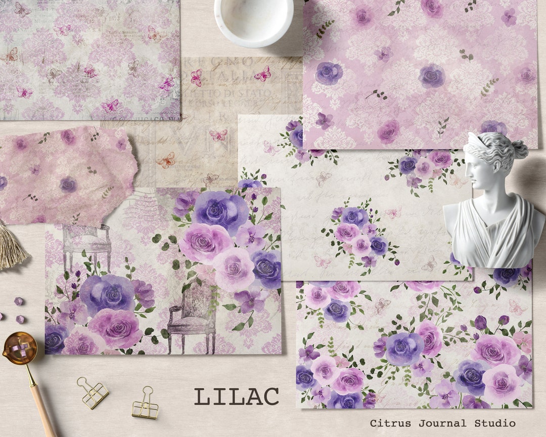 Lilac Paper, Roses Junk Journal, Printable Journal, Lavender Lilac ...