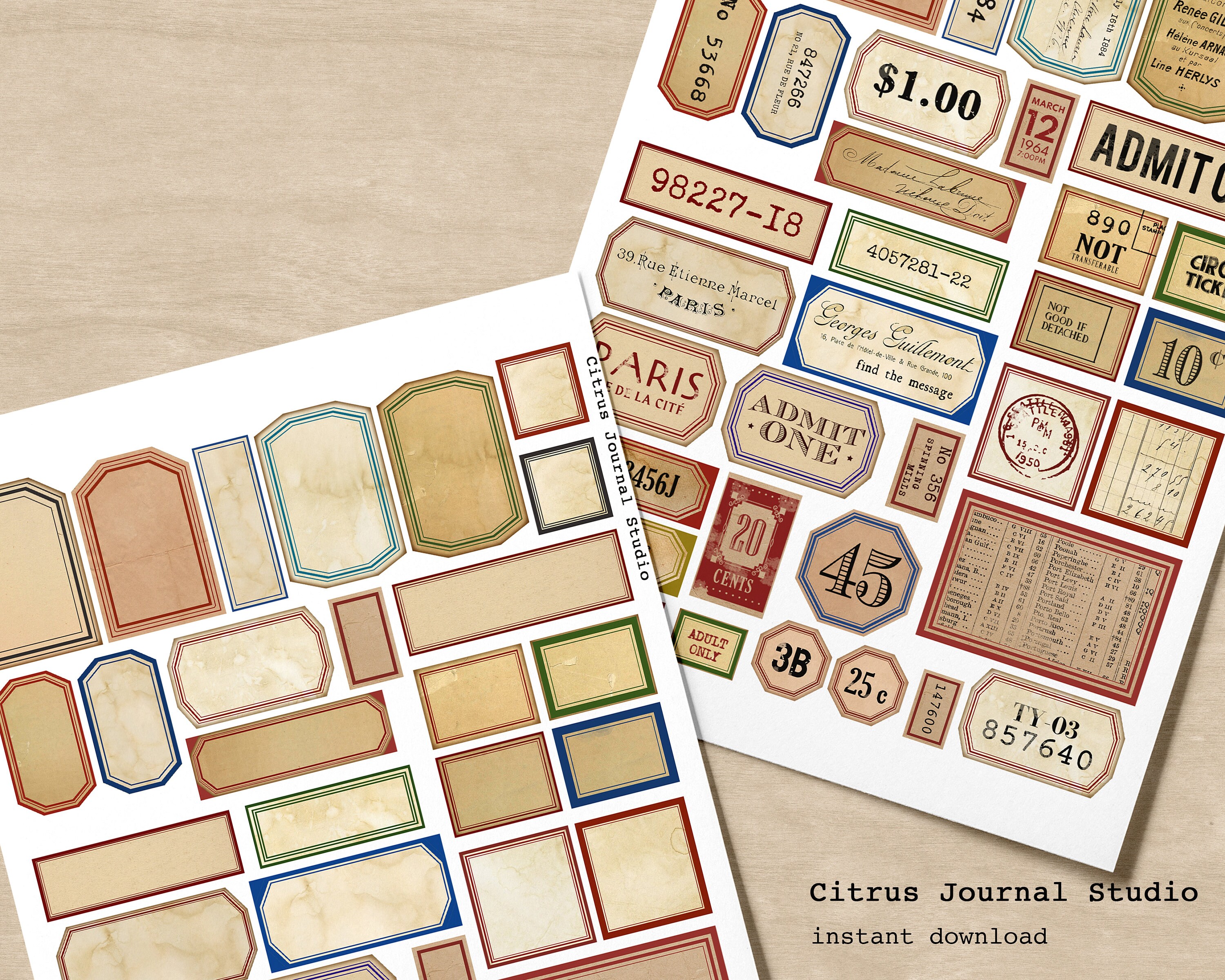 Junk Journal Kit Vintage Tags Blank Tags Vintage Ephemera - Etsy