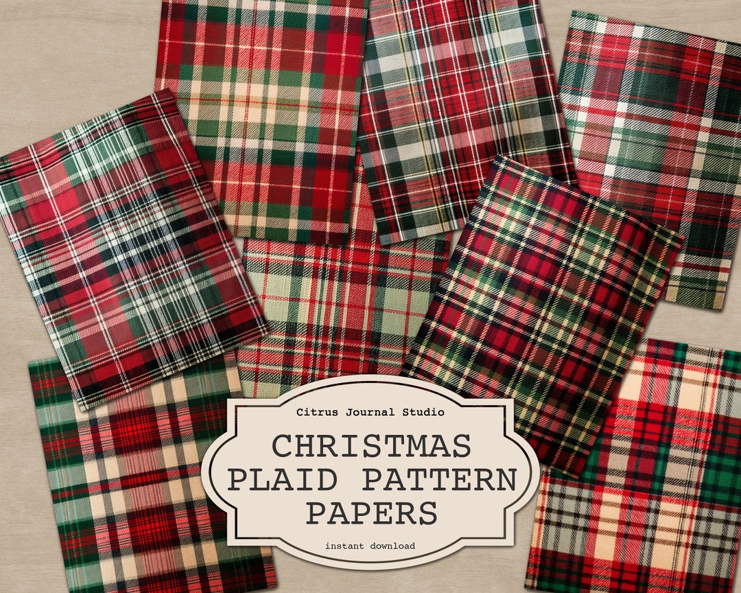 Christmas Plaid, Red Green Plaid, Christmas Pattern, Vintage Paper ...