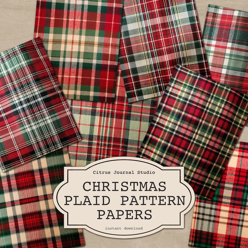 Plaid Christmas Wrapping Paper - Etsy