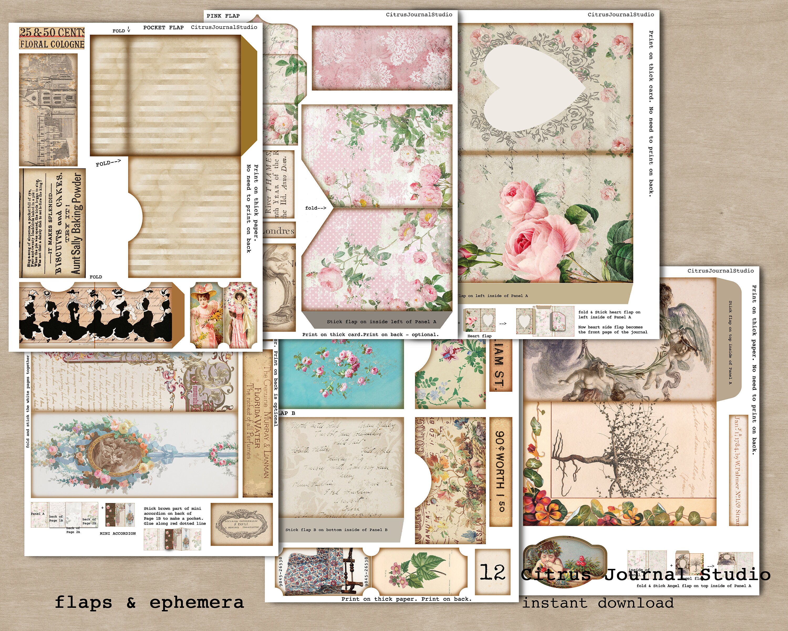 Junk Journal Kit, Valentine Journal, Lovers Journal, Vintage Ephemera ...