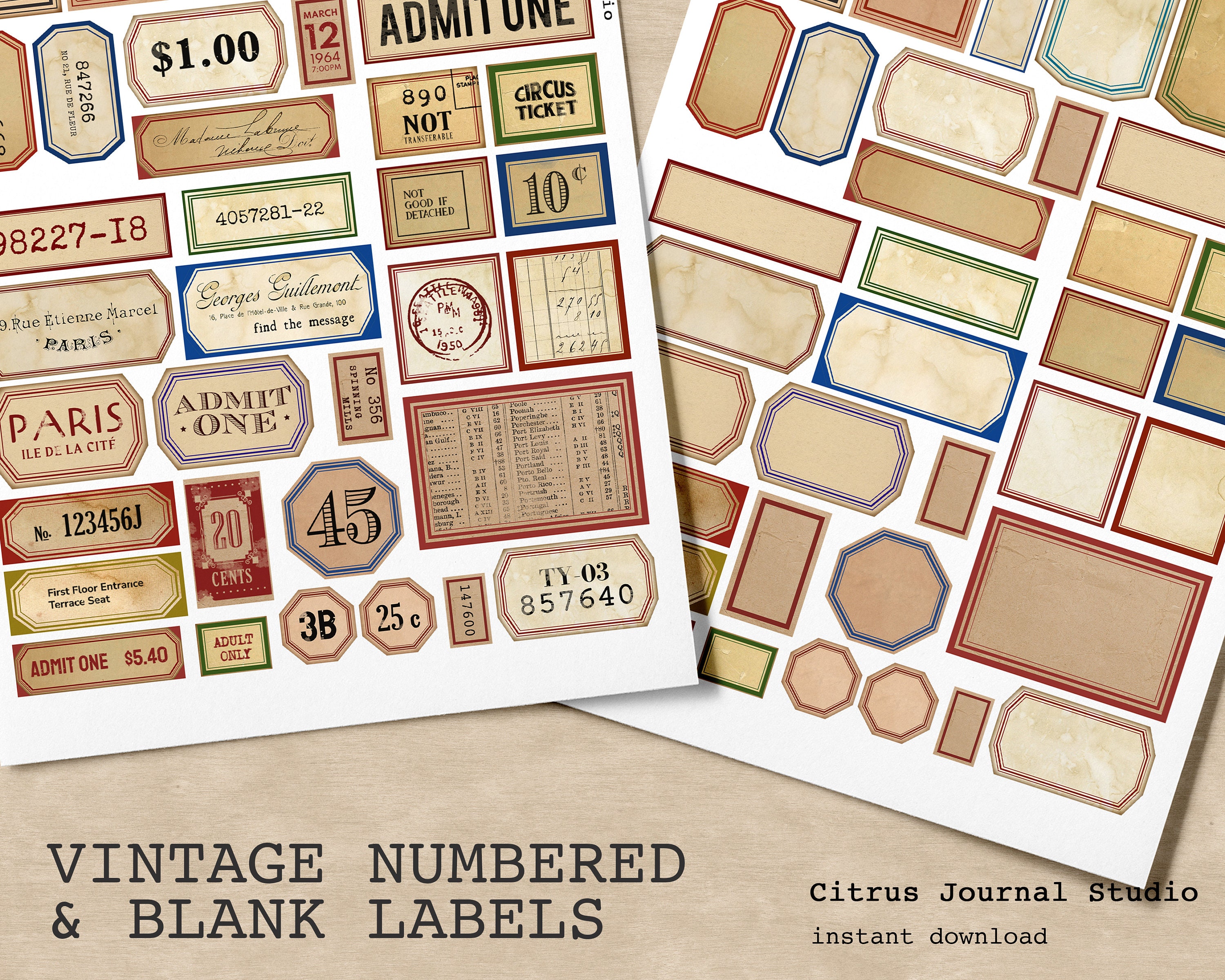 Junk Journal Kit Vintage Tags Blank Tags Vintage Ephemera - Etsy