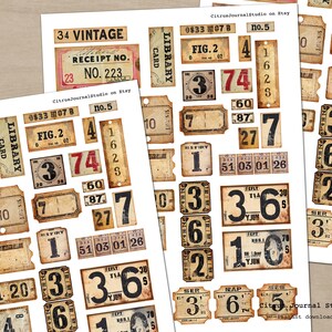 Number Labels, Vintage Labels, Junk Journal, Fussy Cuts, Specimen Label ...