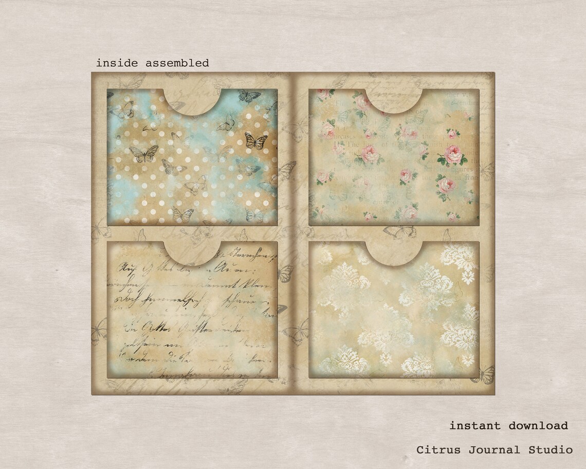 File Folder Junk Journal Kit Folio Journal Insert Collage - Etsy