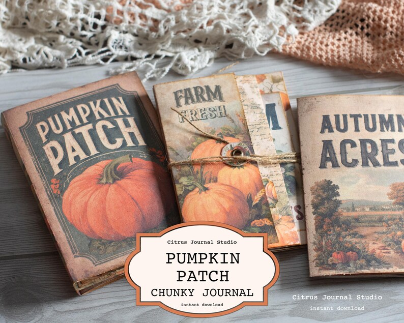Pumpkin Junk Journal – Autumn Folio, Vintage Fall Journal, Pumpkin Tags ...