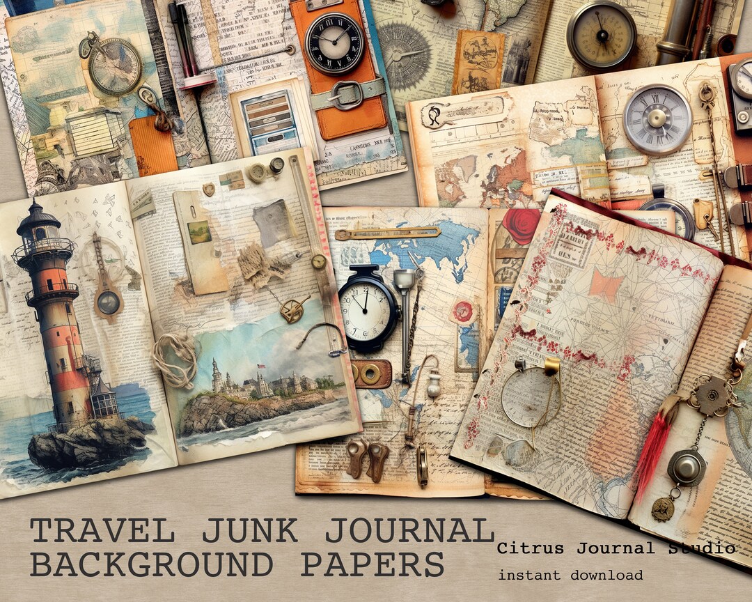 Travel Junk Journal, Vintage Junk Journal, Journal Insert, Journal ...