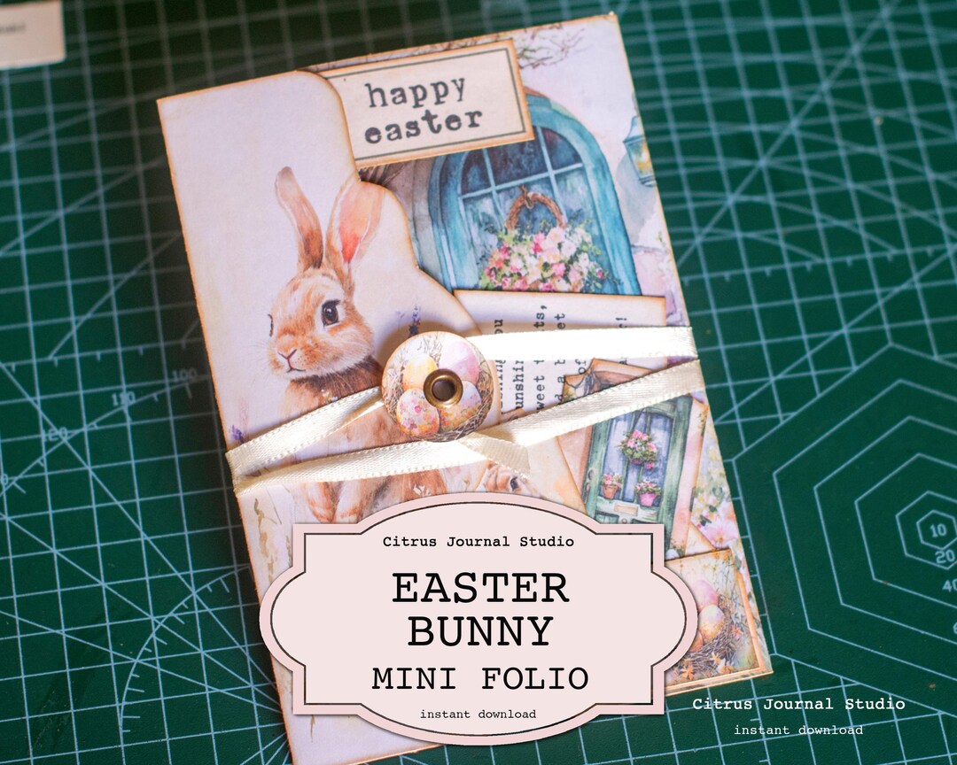 Easter Junk Journal Mini Folio, Easter Bunny Folio, Rabbit Journal Tags ...