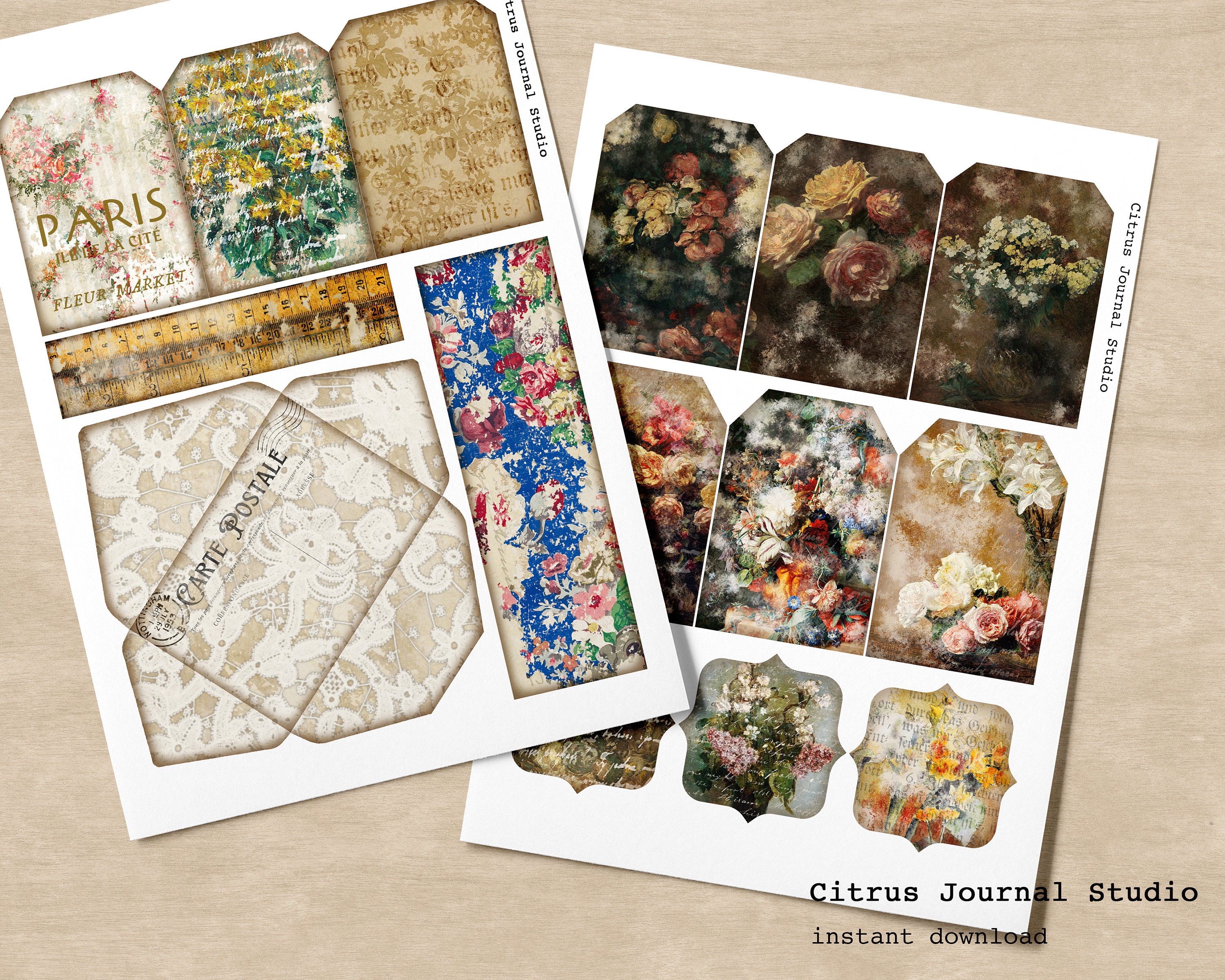 Junk Journal Scrapbook Kit Collage Sheet Decorative Paper - Etsy