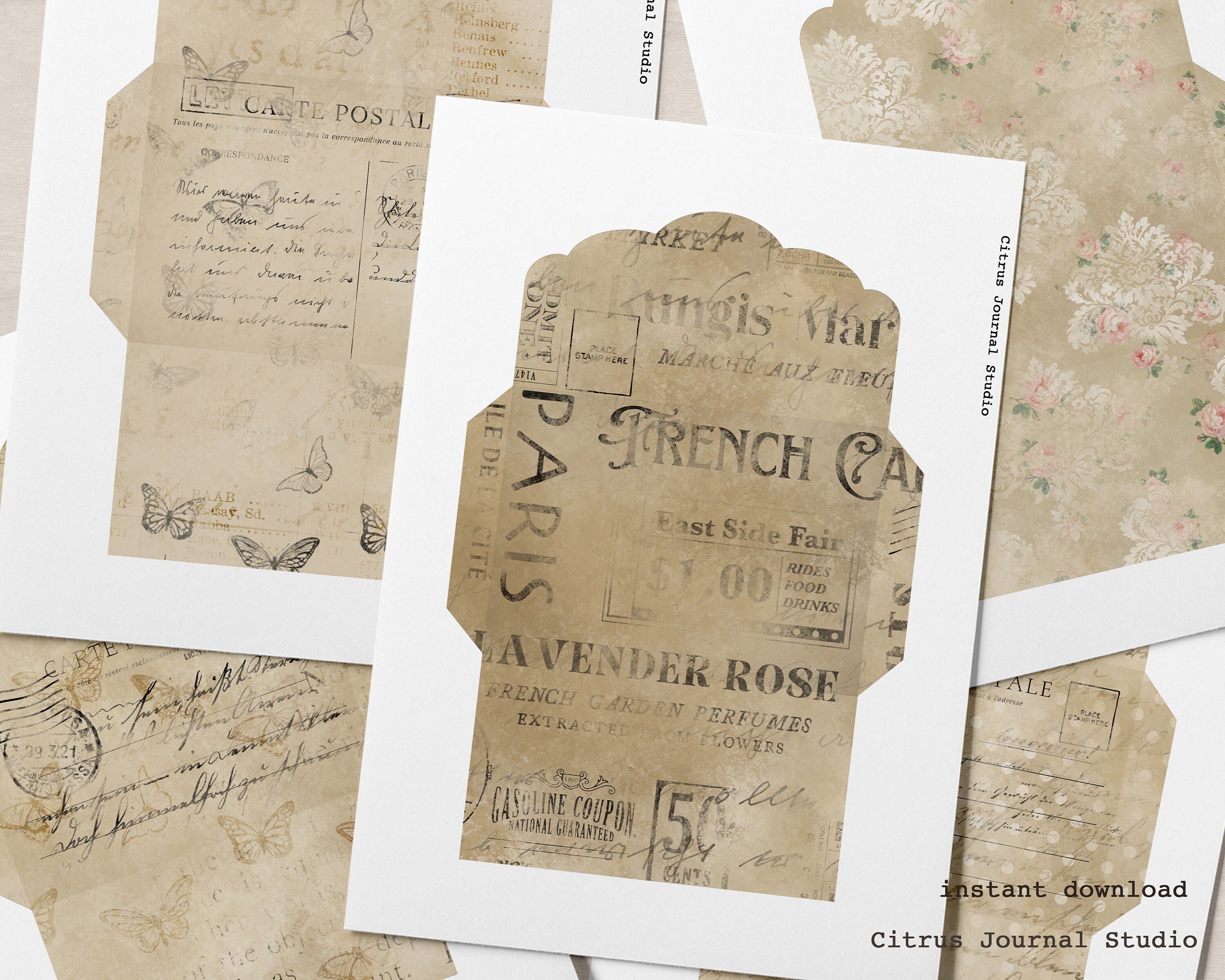 Junk Journal Kit Printable Envelope Collage Sheet Vintage - Etsy