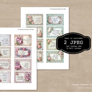 Positive Phrases Printable, Shabby Chic Journal ATC, Vintage Roses ...