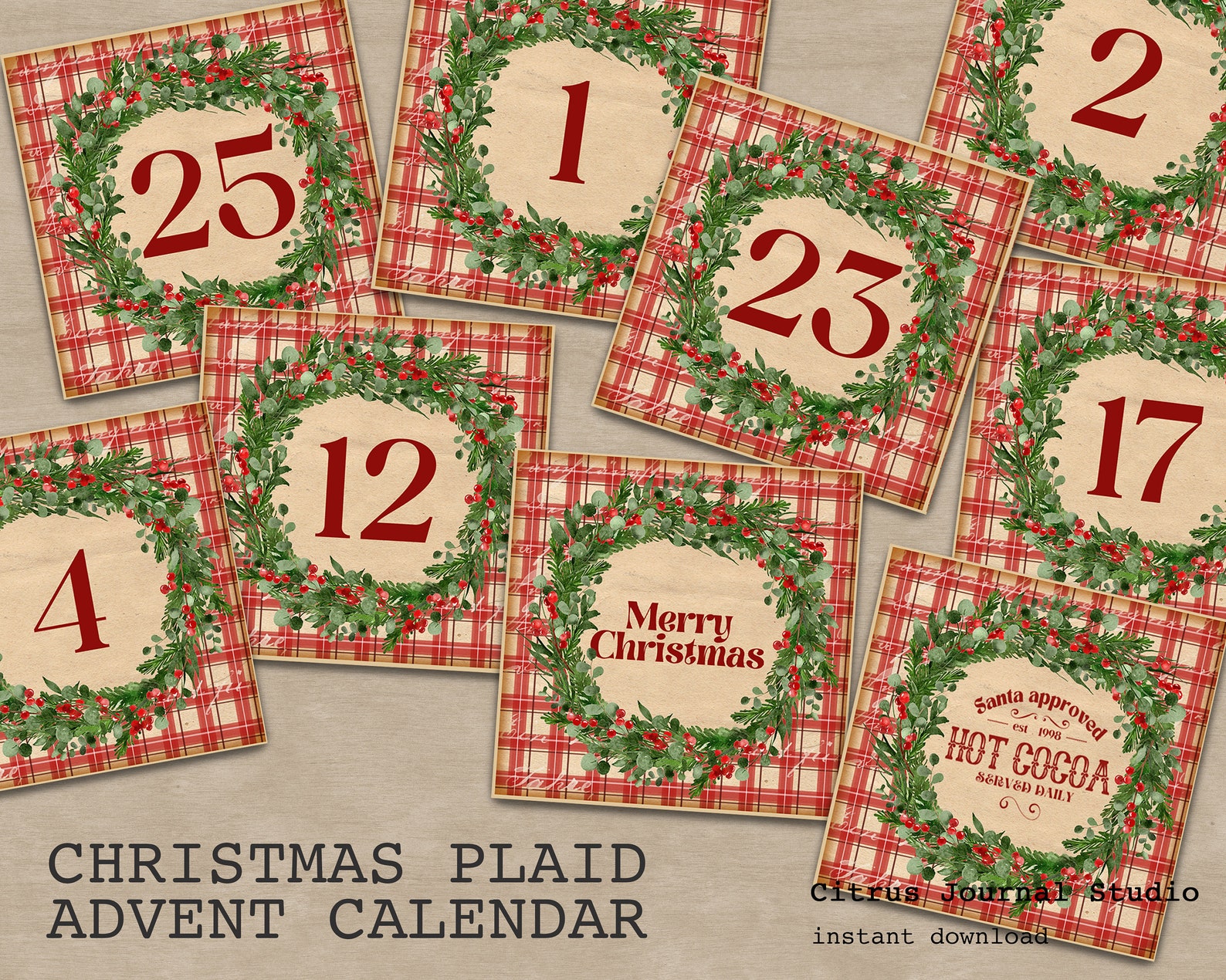 Christmas Advent Calendar Junk Journal Holiday Numbers - Etsy