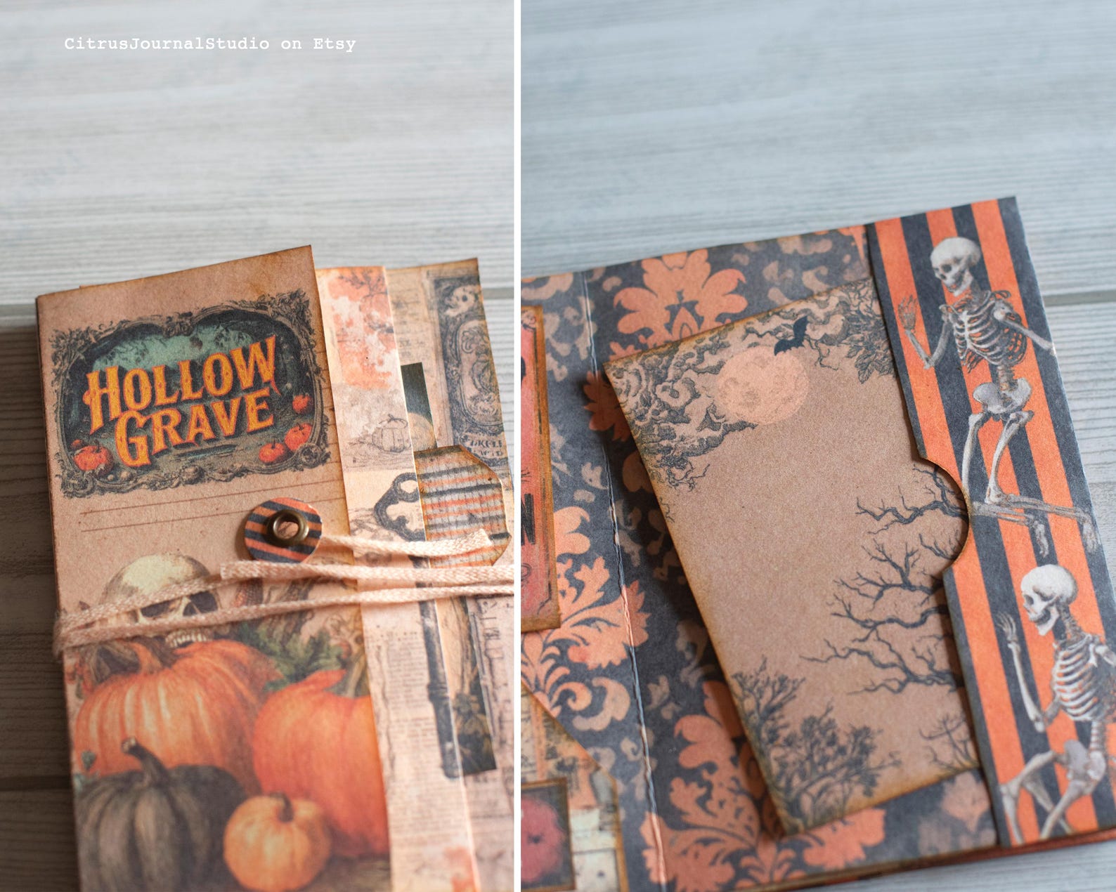 Halloween Junk Journal, Spooky Pumpkin Skeleton Folio, October Daily ...
