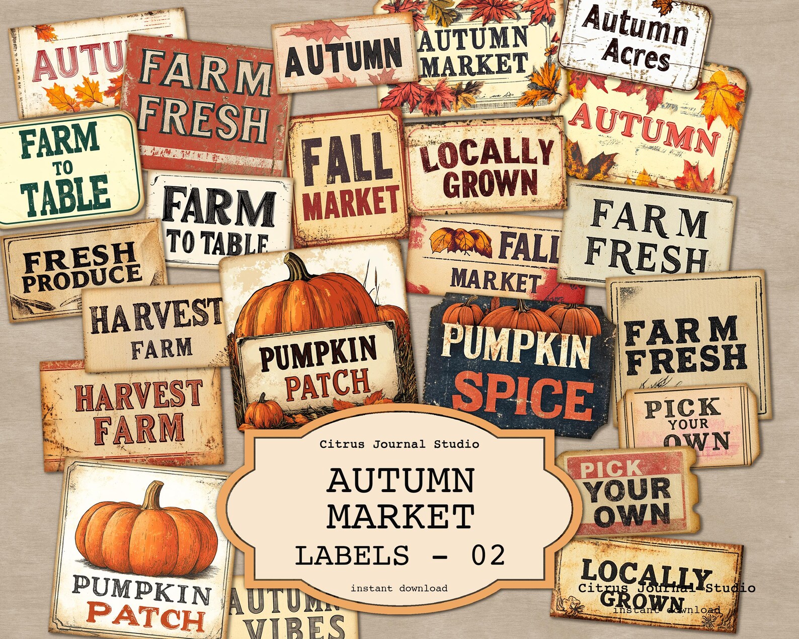 Autumn Labels, Pumpkin Spice, Autumn Ephemera, Vintage Fall Labels ...