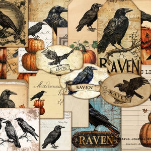 Raven Tags, Halloween Tags, Pumpkin Tags, Vintage Halloween, Halloween ...