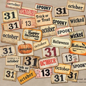 October Labels, Halloween Labels, Vintage Halloween, October 31 ...