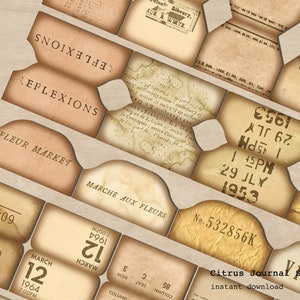 Junk Journal Tabs, Number Tabs, Blank Tags, Vintage Ephemera ...