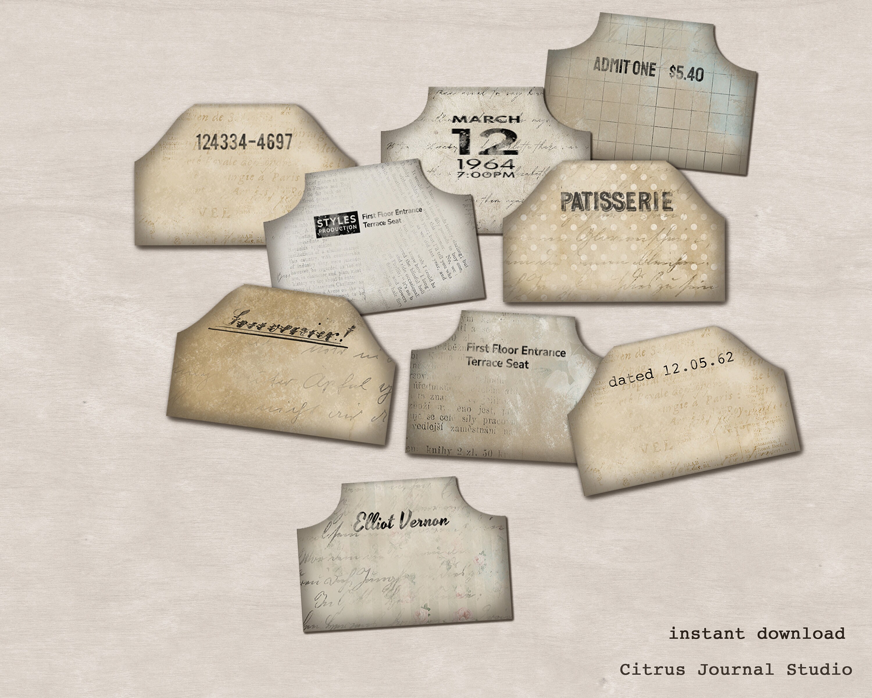 Junk Journal Tabs Number Tabs Blank Tags Vintage Ephemera - Etsy