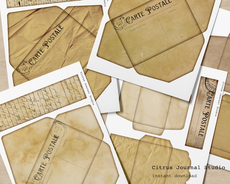 Vintage Brown Paper Envelopes, Tea Stained Stationery (digital Download ...