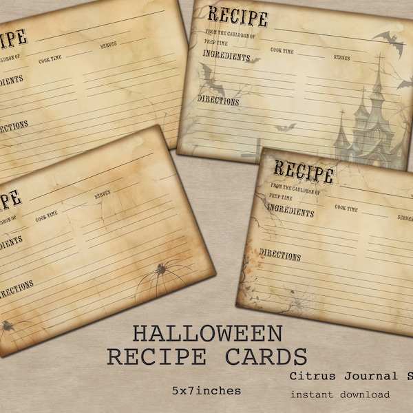 Halloween Recipe Cards - Etsy