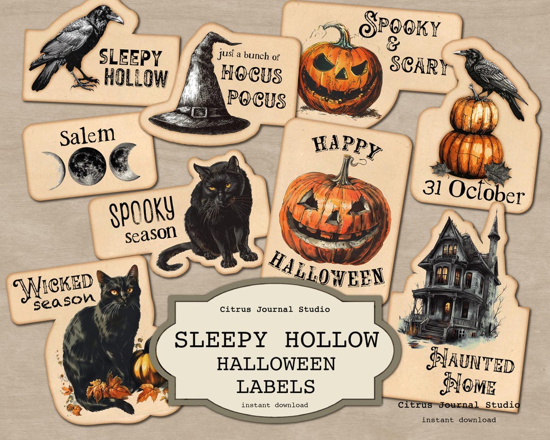 Halloween Labels, Vintage Halloween, Spooky Season, Happy Halloween ...