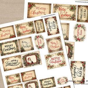 Merry Christmas Labels, Vintage Christmas, Holiday Labels, Farmhouse ...