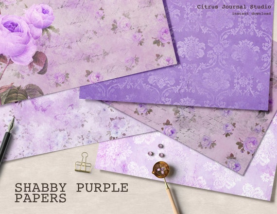 Shabby Purple Collage Sheet Damask Paper Junk Journal - Etsy