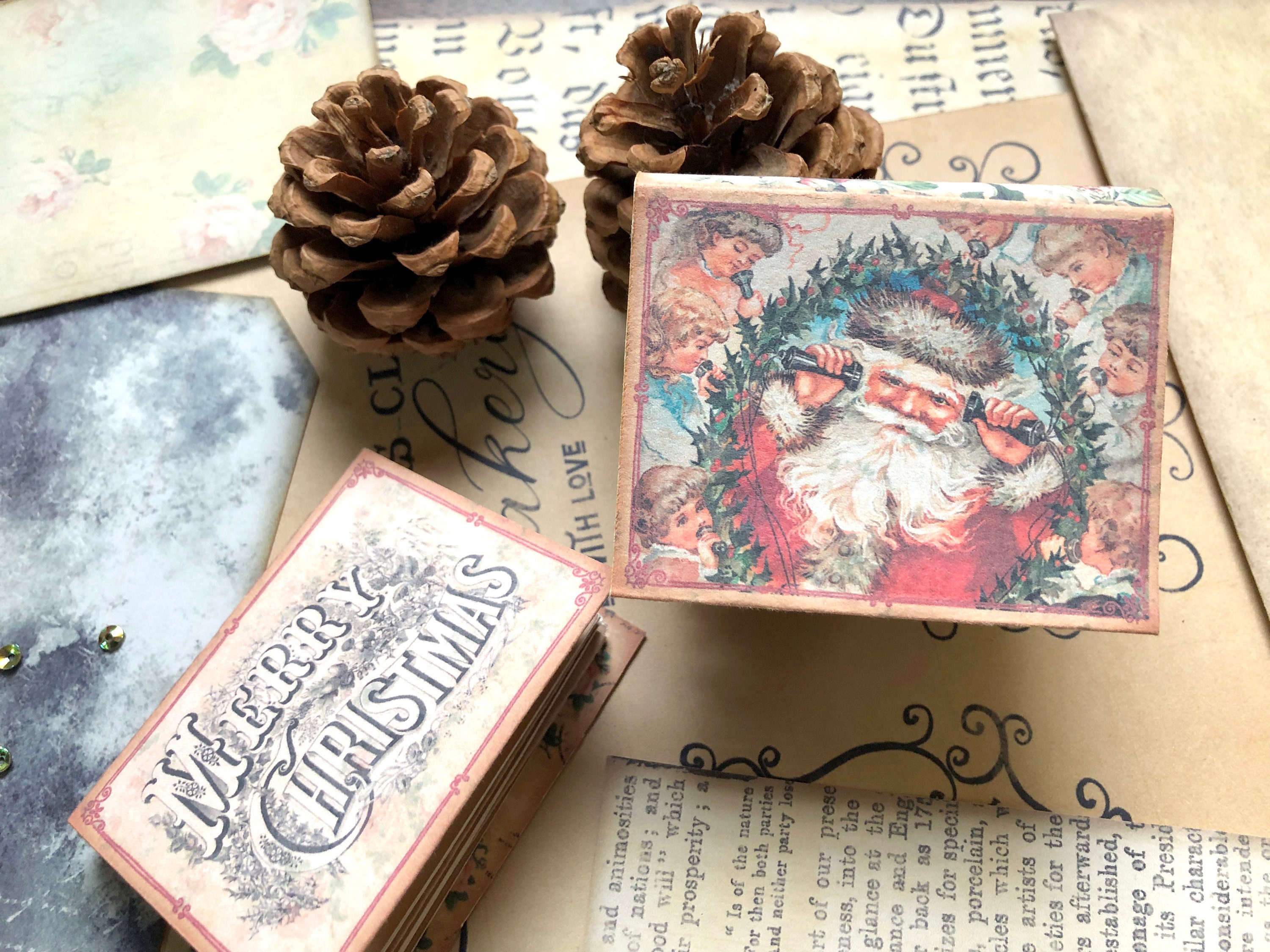 Christmas Mini Book, Christmas Tiny Junk Journal, Shabby Chic, Holiday ...
