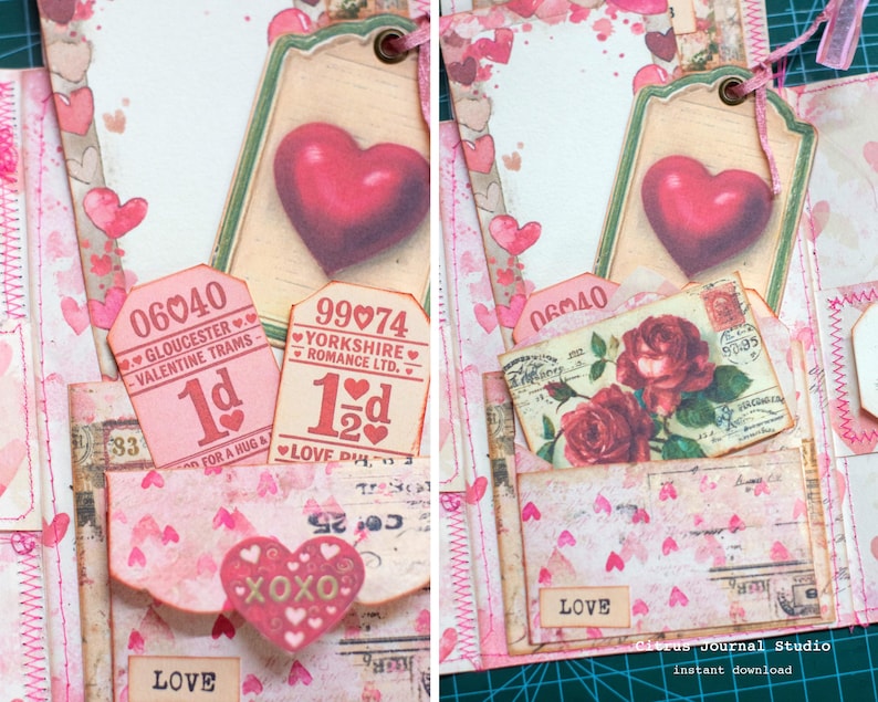 Shabby Chic Valentine Junk Journal Kit – Pink Romantic Ephemera ...