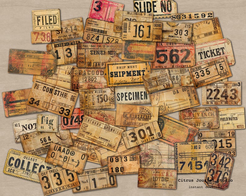 Specimen Label, Label Ephemera, Vintage Number Labels, Vintage Labels ...