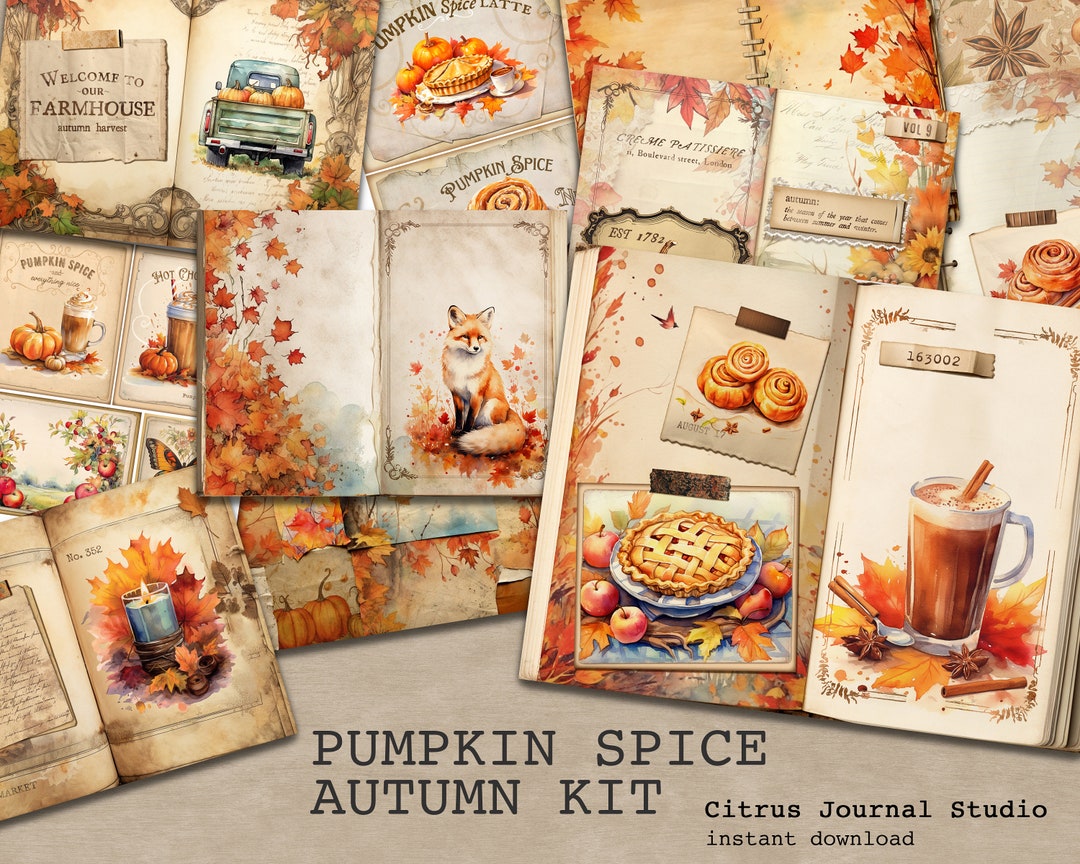 Pumpkin Spice, Fox, Autumn Journal, Fall Junk Journal, Pumpkin Patch ...