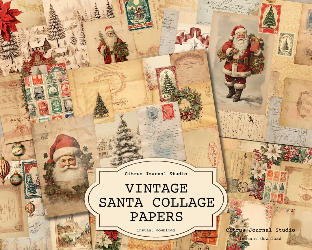 Vintage Santa, Vintage Christmas, Collage Paper, Decorative Paper ...