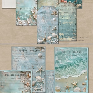 Ocean Junk Journal, Shabby Blue Journal, Blue Scrapbook Paper, Nautical ...