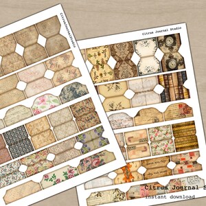 Junk Journal Tabs, Neutral Junk Journal Tabs, Vintage Ephemera ...