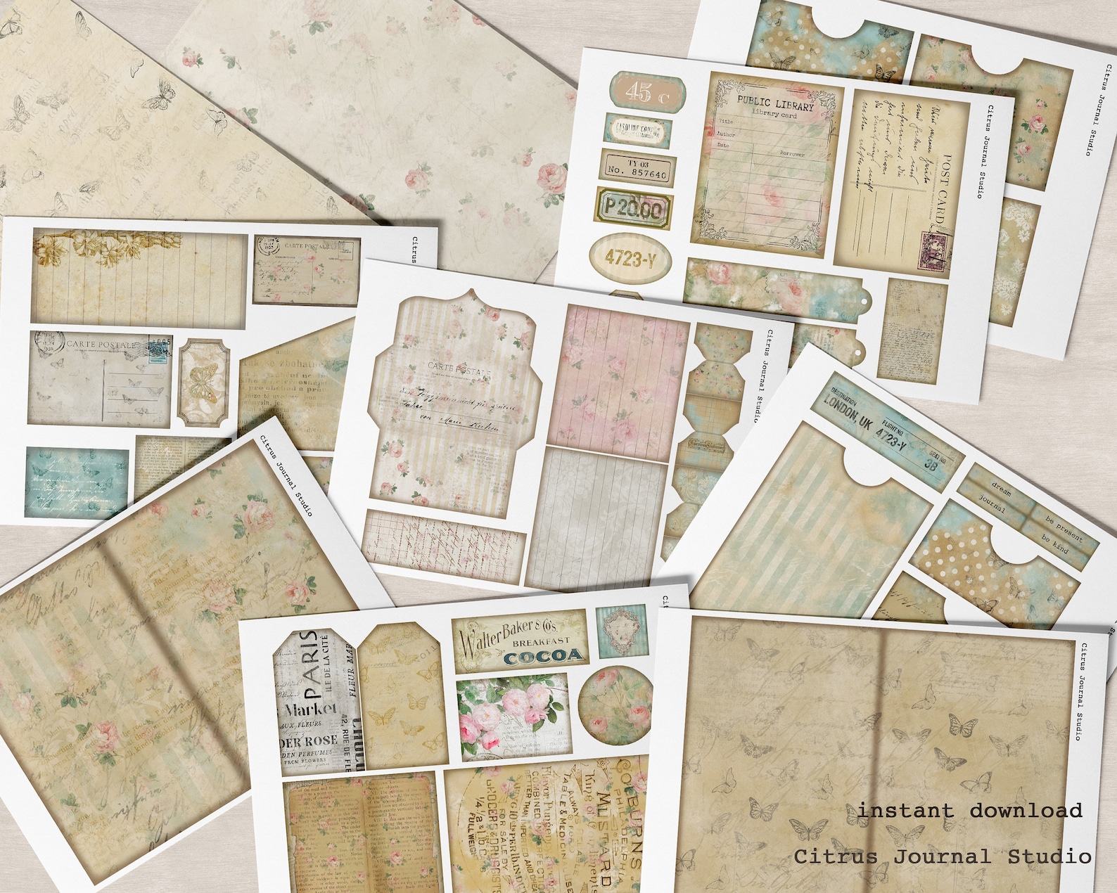 File Folder Junk Journal Kit Folio Journal Insert Collage - Etsy