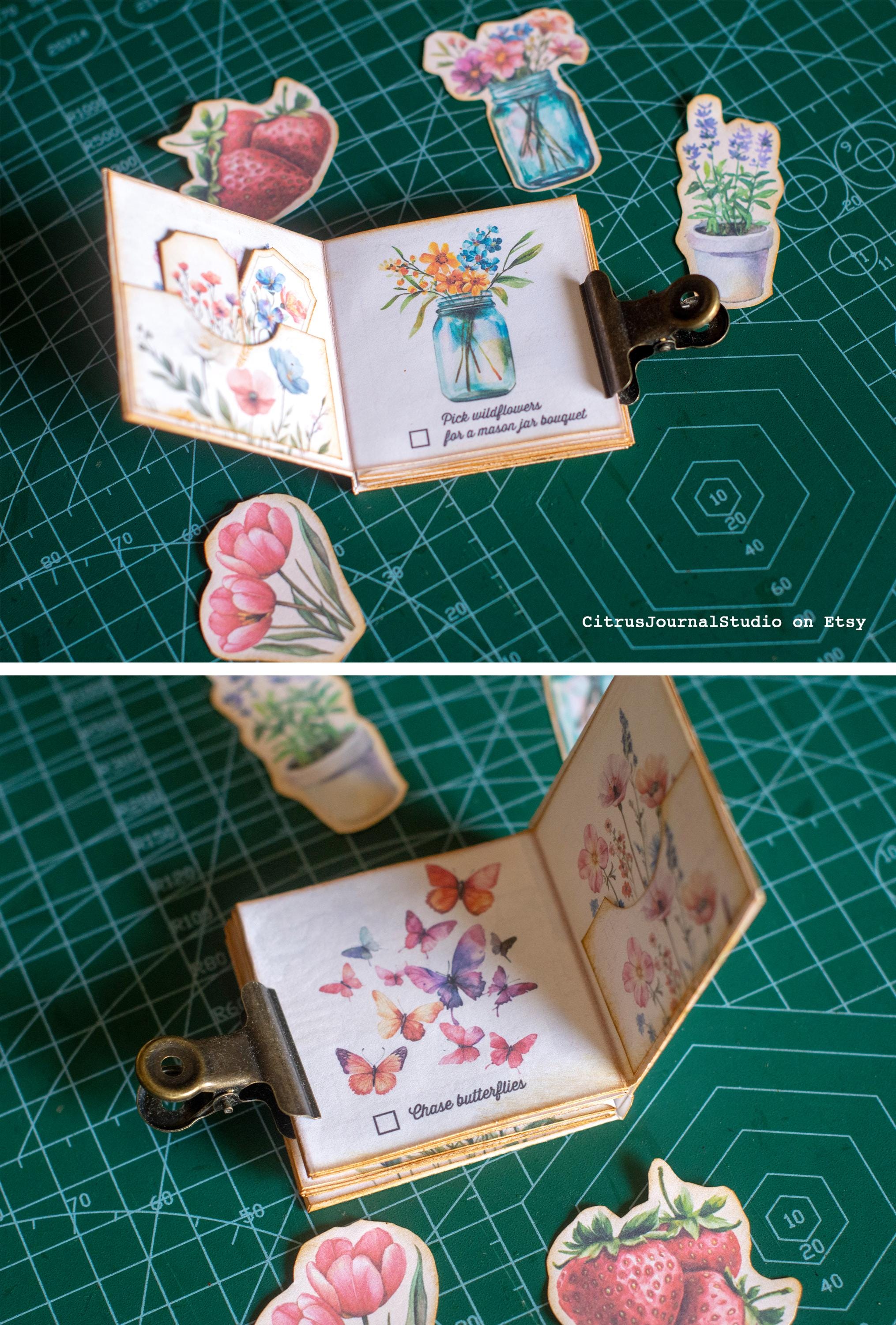 Spring Bucket List Junk Journal, Spring Mini Book, Floral Journal ...