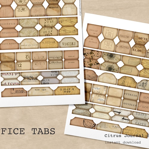 Junk Journal Tabs Number Tabs Blank Tags Vintage Ephemera - Etsy