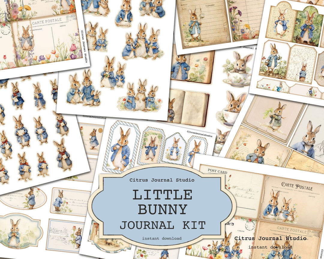 Easter Junk Journal, Junk Journal Kit, Rabbit Tags, Vintage Postcards ...